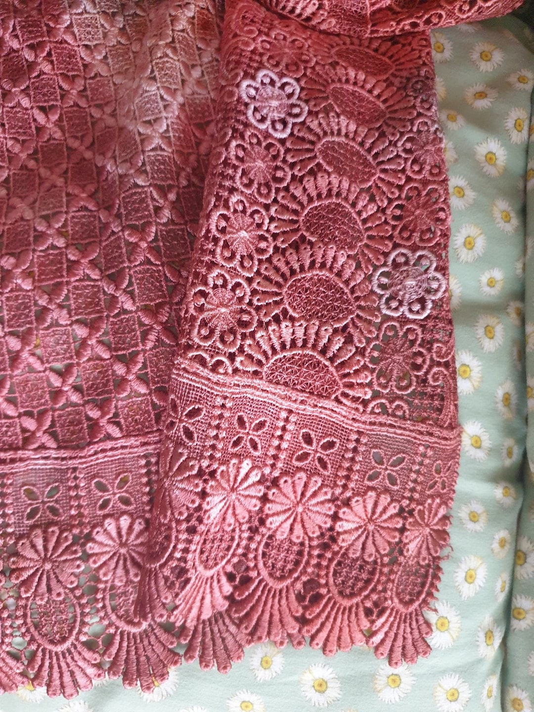 Vintage Crocheted Silk Lace Shawl, Hand-dyed Batik Scarf - Etsy