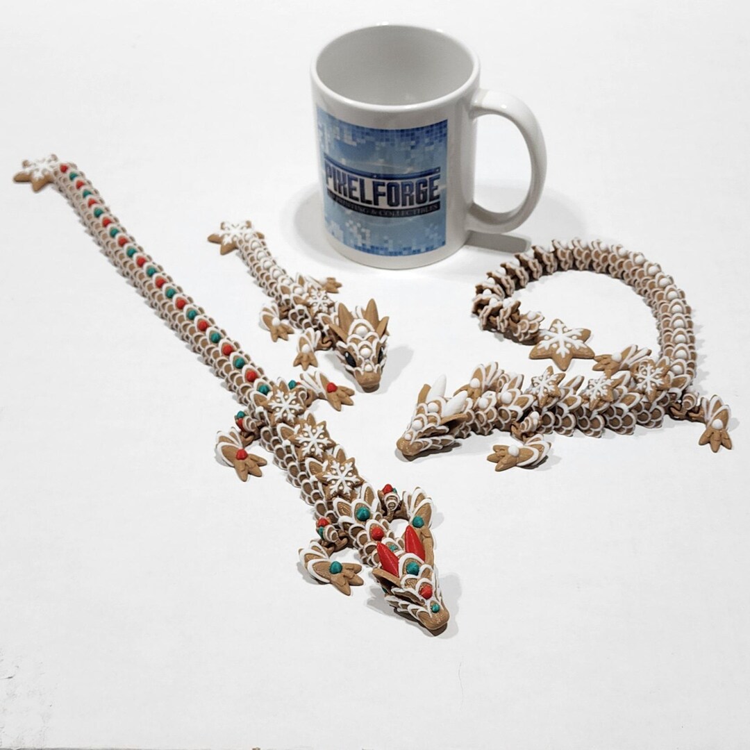 3D Printed Articulated Gingerbread Dragon by Cinderwing3d - Etsy