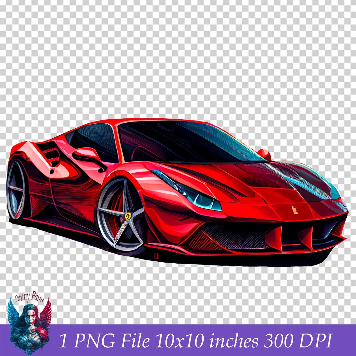 1 Png Ferrari Car Ferrari Car Watercolor Illustration - Etsy