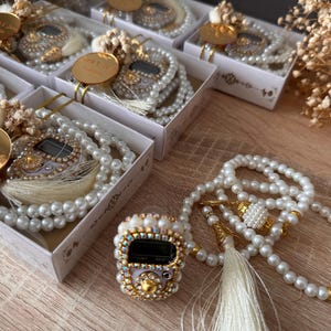 Personalized Crystal Tally Counter and 99-bead Vav Tasbeeh Set Luxury ...