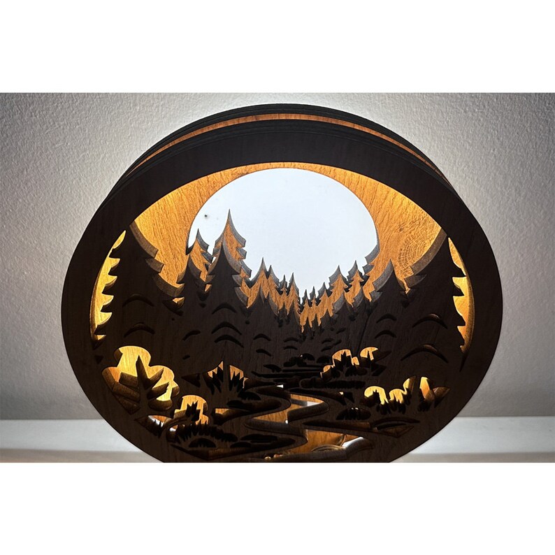 LED Table Lamp forest and Mountains 12V 20 Cm X 22 Cm Children's Gift ...