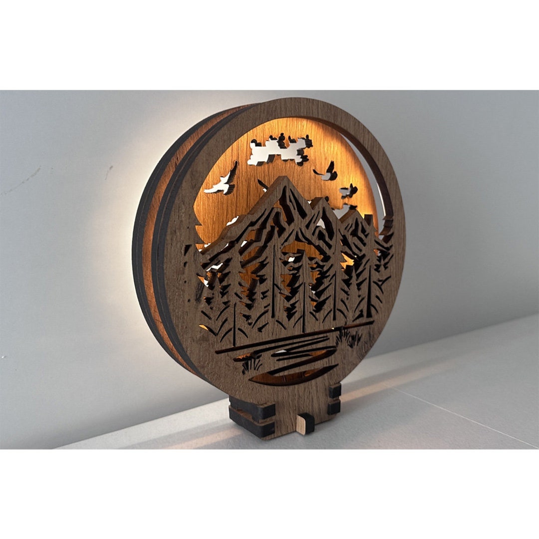 LED Table Lamp forest and Mountains 12V 20 Cm X 22 Cm Children's Gift ...