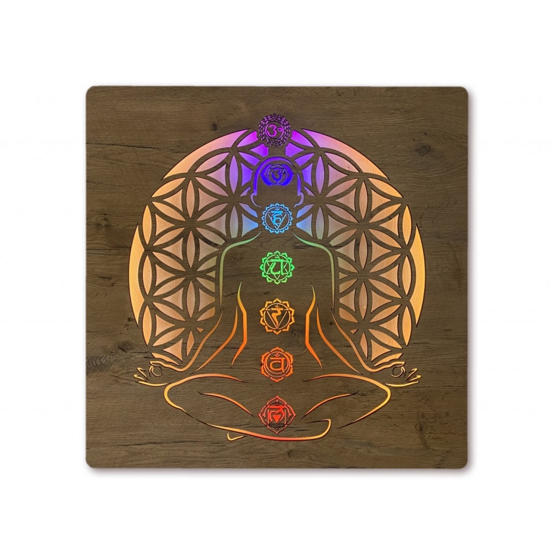 Modern LED Wall Picture chakra Symbols 80 Cm X 80 Cm With Battery, Wall ...