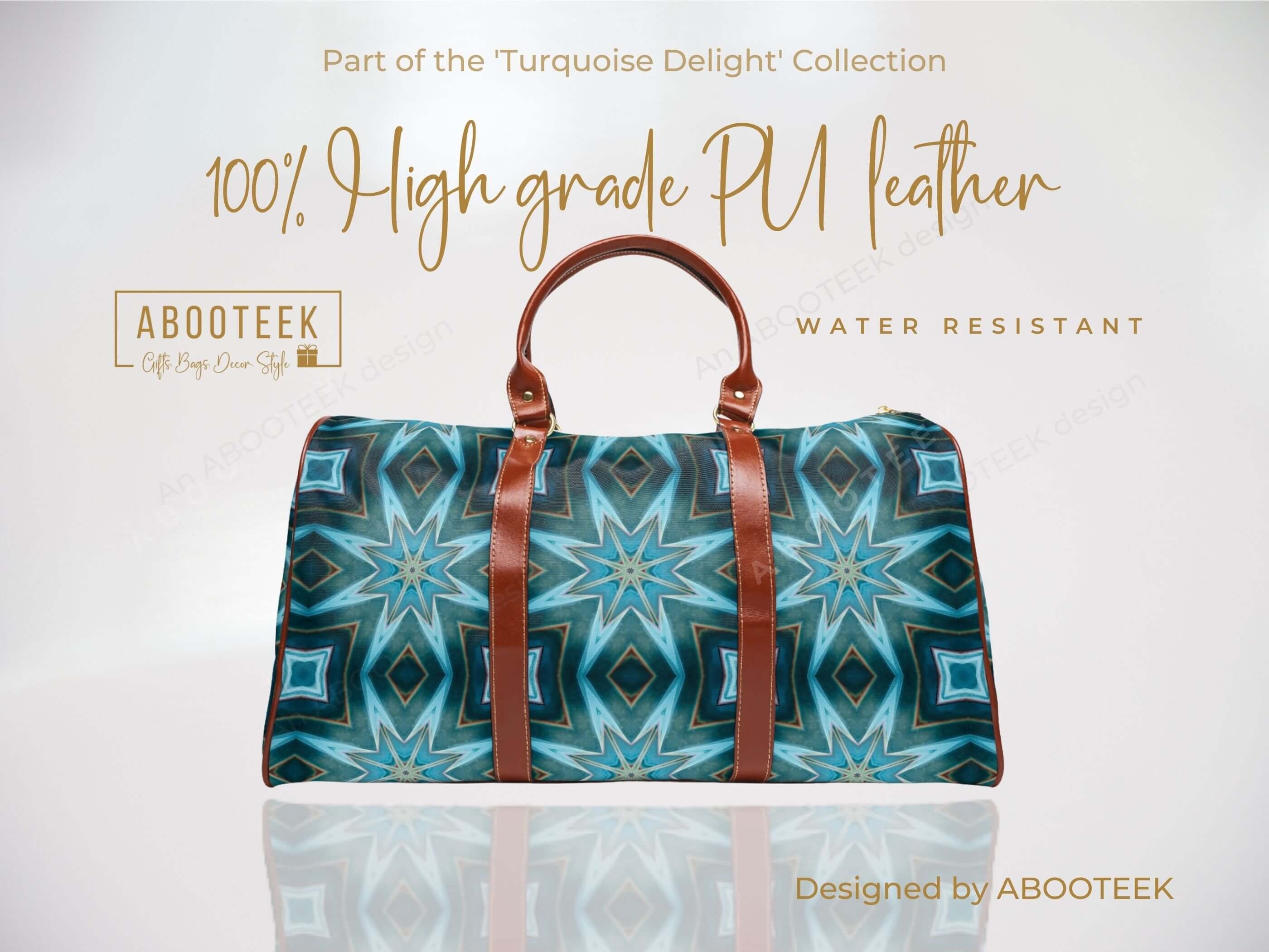 Weekend Bag, Turquoise Blue Holdall Bag, Aesthetic Travel Bag, Faux ...