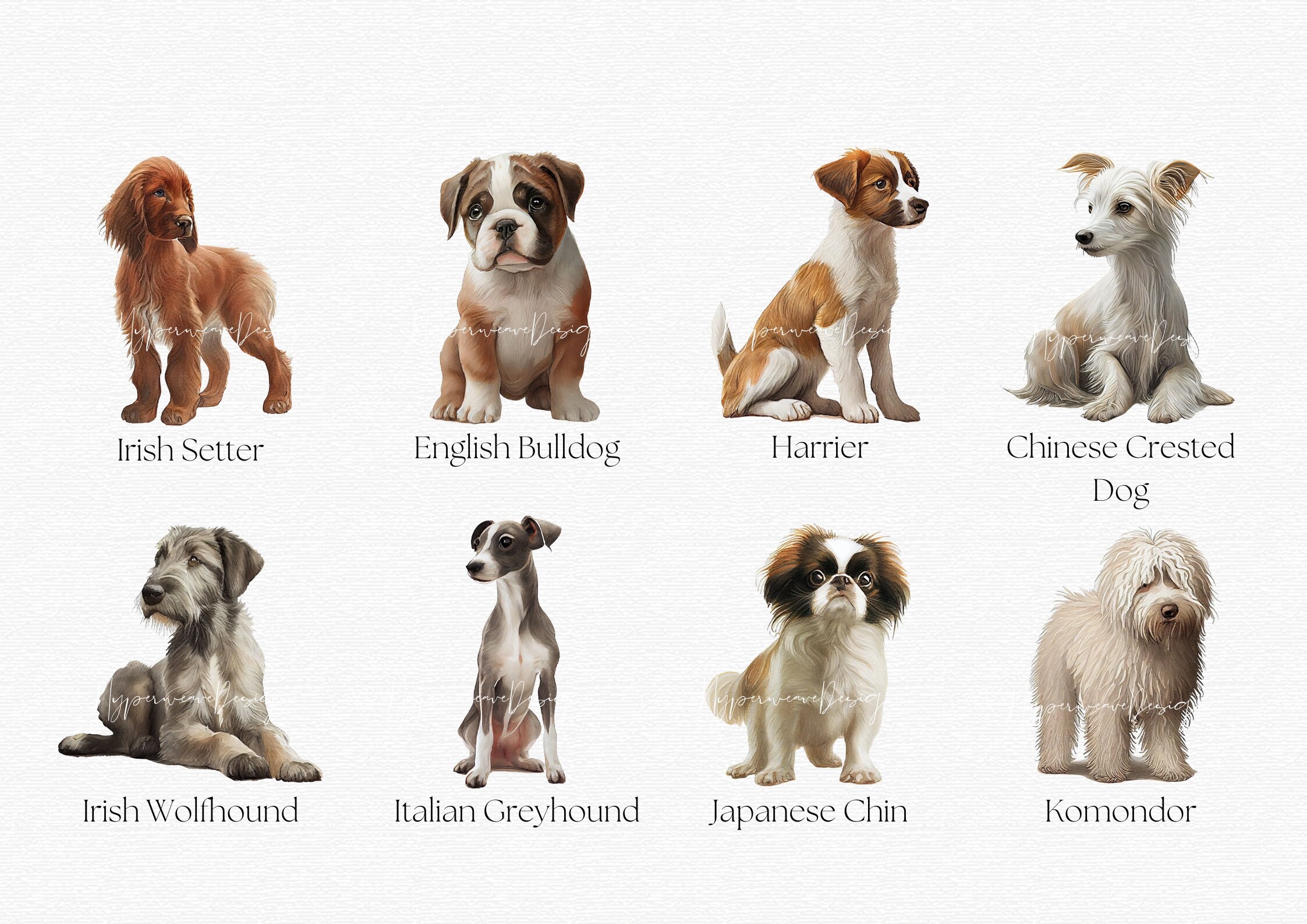 45 Puppies Clipart Set - Hand Drawn - Small Medium Large Dog Breed ...