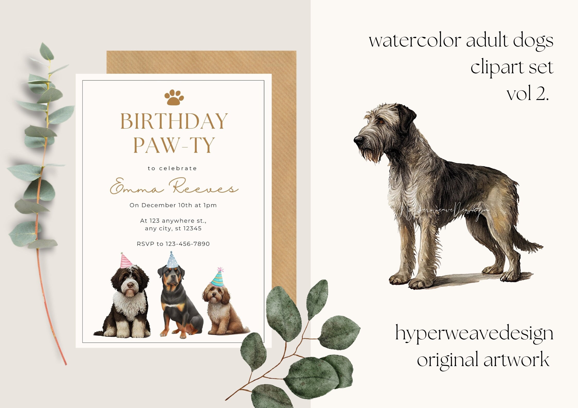 45 Dogs Clipart Set - Hand Drawn - Small Medium & Large Breeds ...