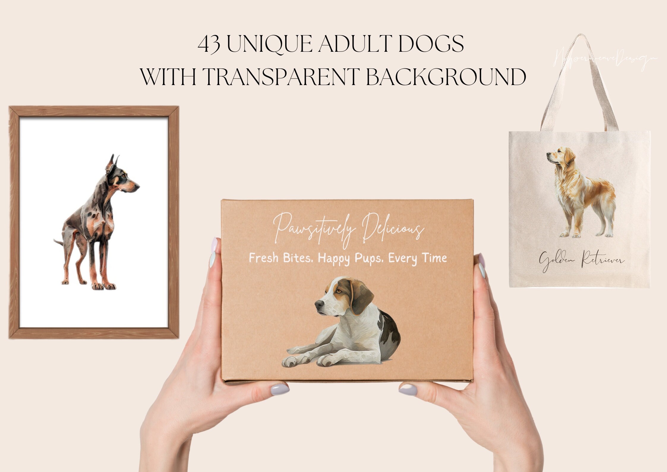 43 Dogs Clipart Set - Hand Drawn - Small Medium & Large Breeds ...
