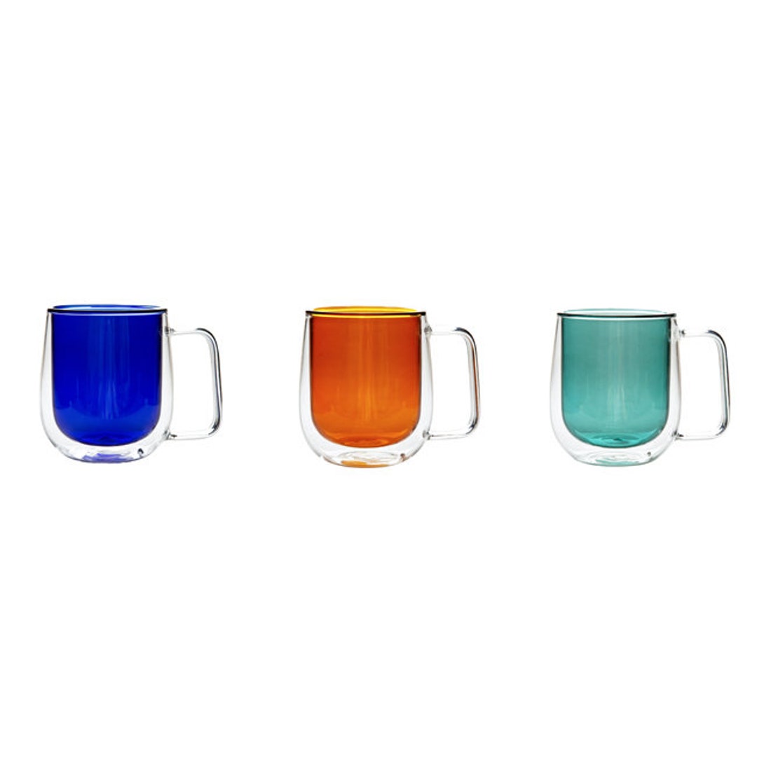 Double Wall Glasses With Color 250ml - Etsy
