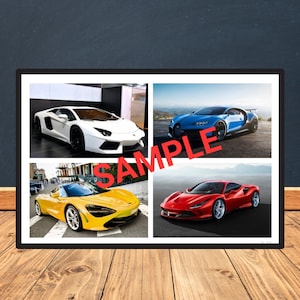 European Supercar Poster Lamborghini, Mclaren, Buggati, Ferrari Collage ...