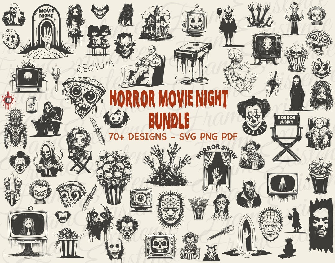 Horror Movie Night Svg Bundle, Spooky Season Svg, Horror Svg, Gothic ...