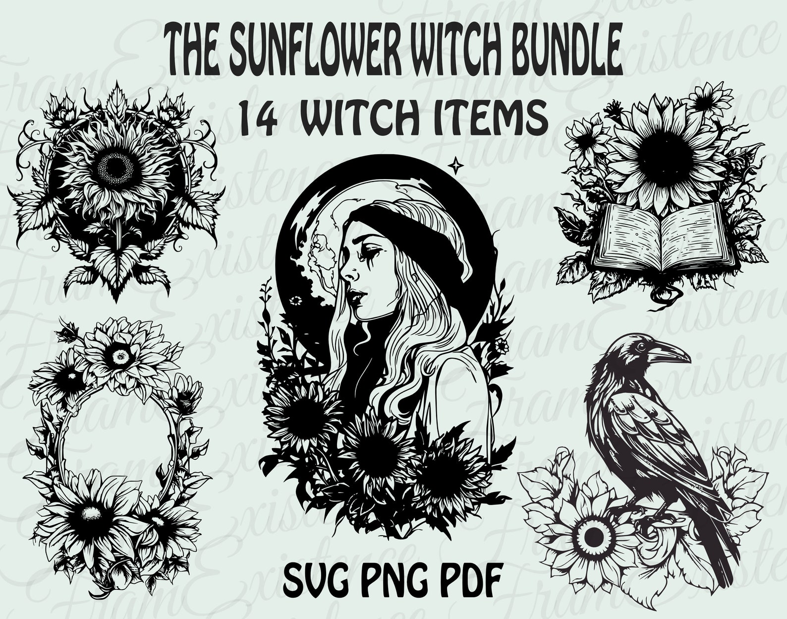 The Sunflower Witch SVG Bundle, Witch Svg, Sunflower Svg, Magic Svg ...