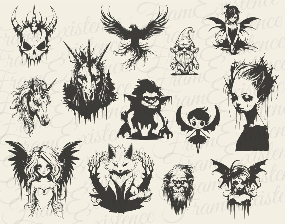 Dark Mythical Creature Svg Bundle Spooky Season Svg Horror - Etsy Canada