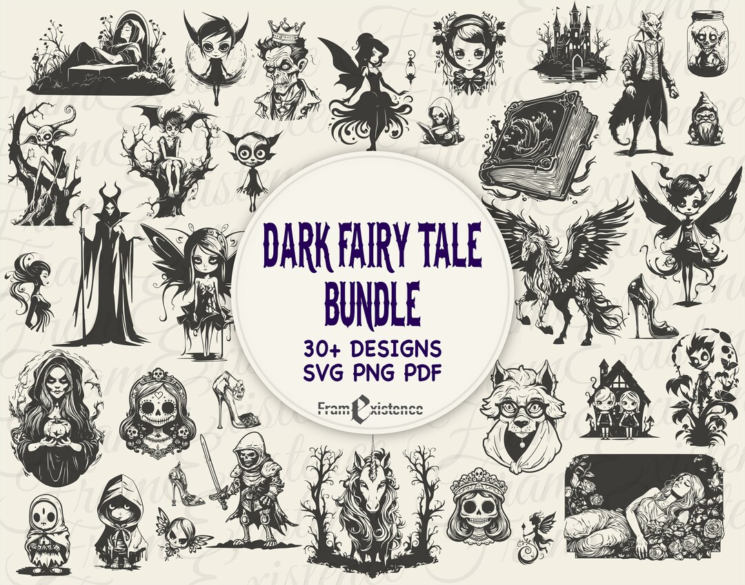 Dark Fairy Tale SVG Bundle: Gothic Princess, Witchcraft, Skull (digital ...