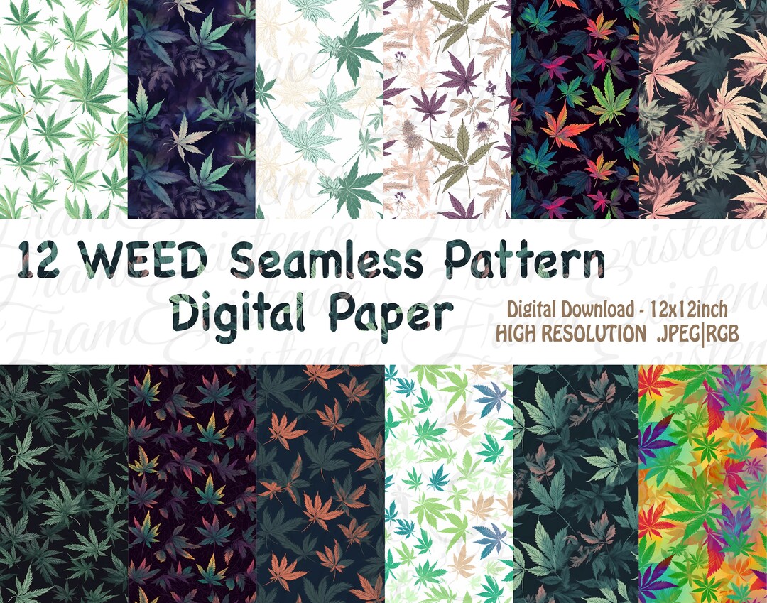 Cannabis Seamless Pattern Bundle, Fabric Printing Commercial Use ...