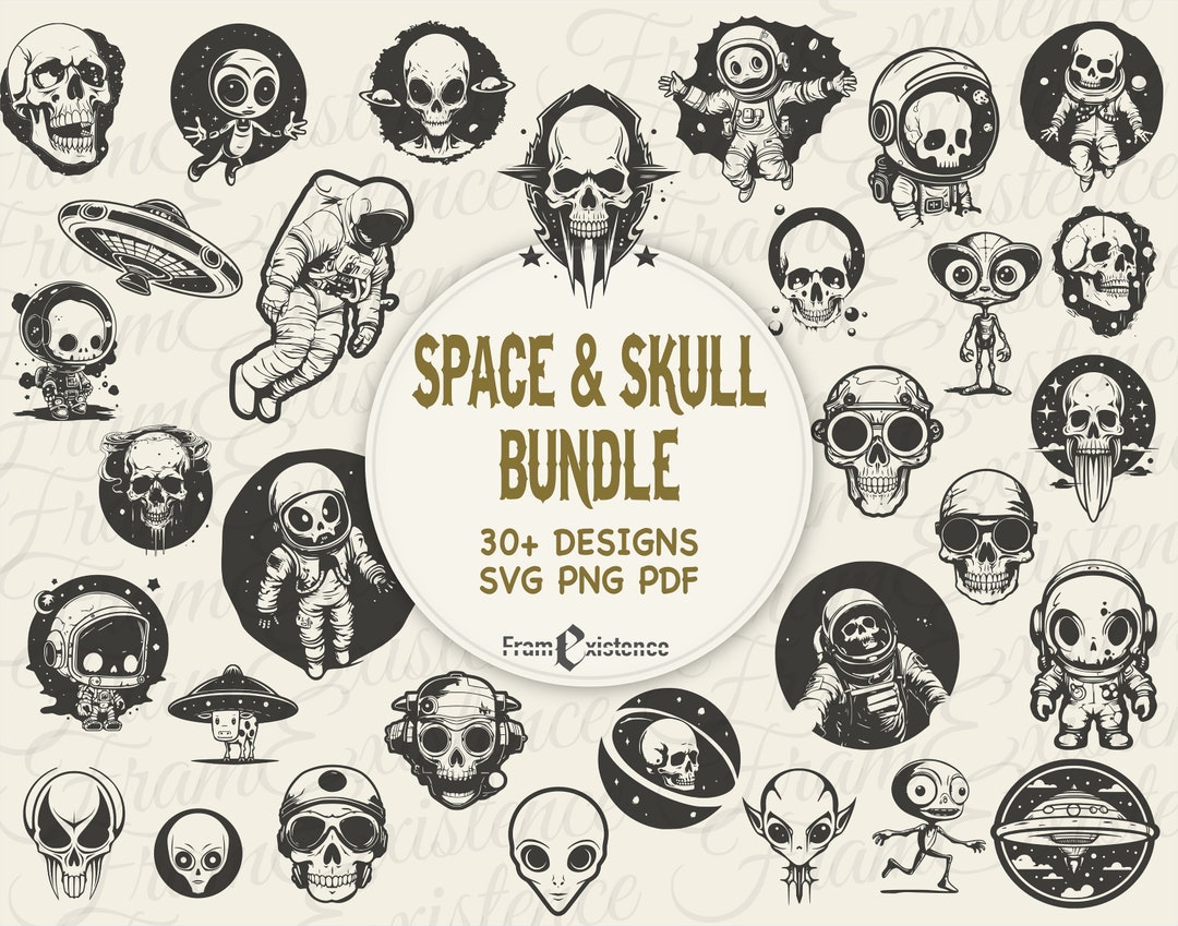 Space and Skull Svg Bundle, Spooky Season Svg, Horror Svg, Celestial ...