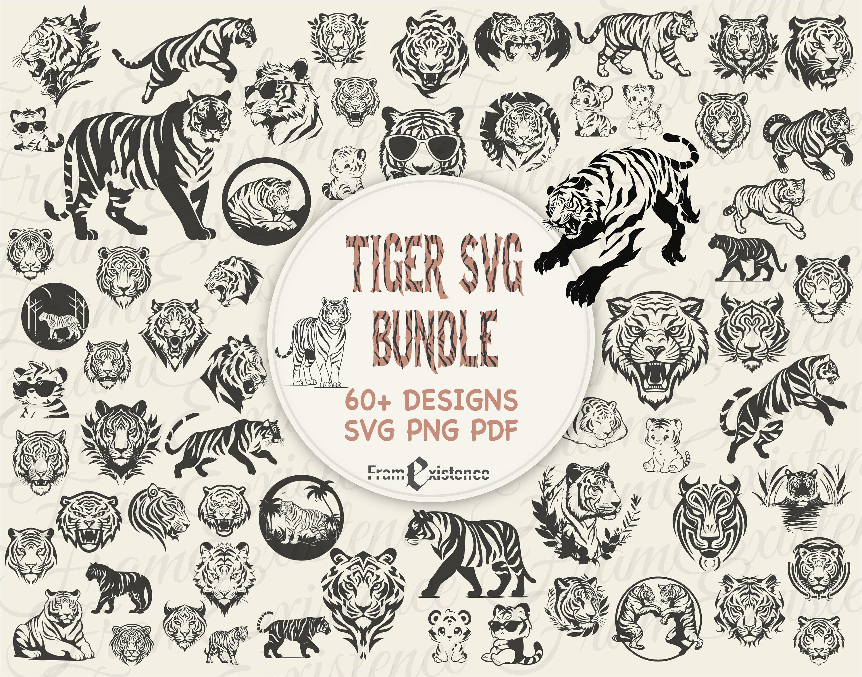 Tiger SVG Bundle, Svg Files for Cricut, Tiger SVG, Tiger Head Svg, Tiger Cut File, Tiger Clipart ...