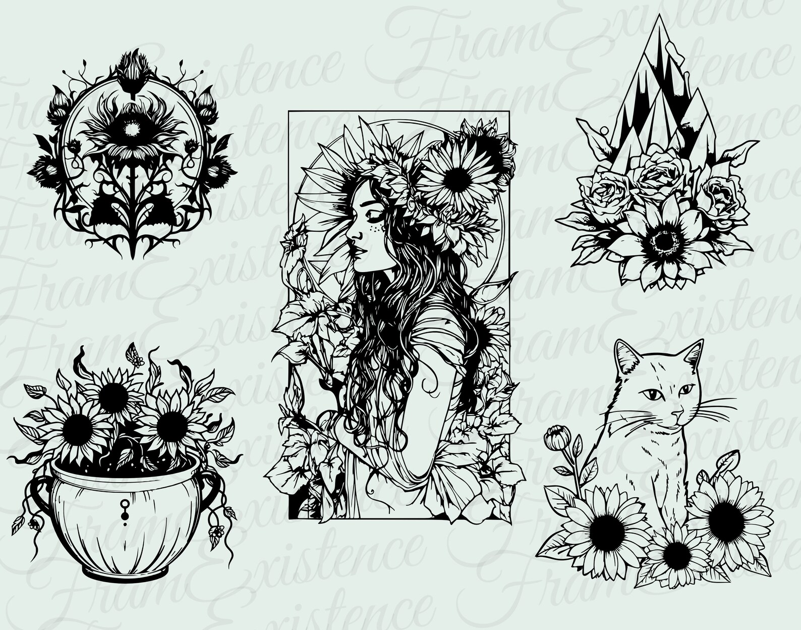 The Sunflower Witch SVG Bundle, Witch Svg, Sunflower Svg, Magic Svg ...