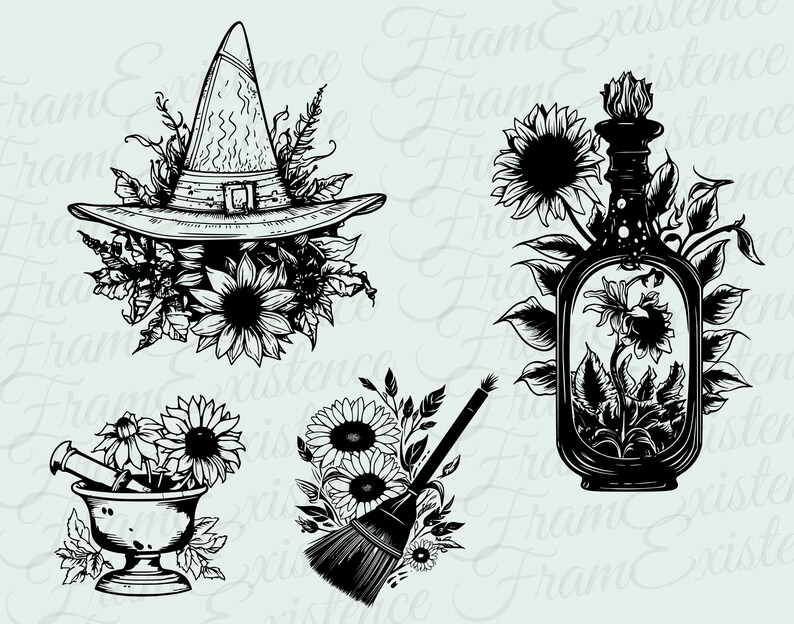 The Sunflower Witch SVG Bundle, Witch Svg, Sunflower Svg, Magic Svg ...