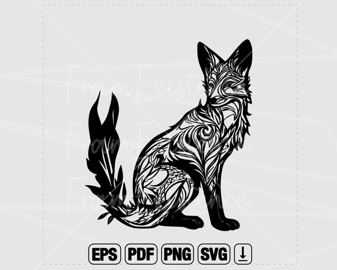 Fox Spirit Svg, Fox Clipart, Black Animal Design, Wild Fox Illustration ...