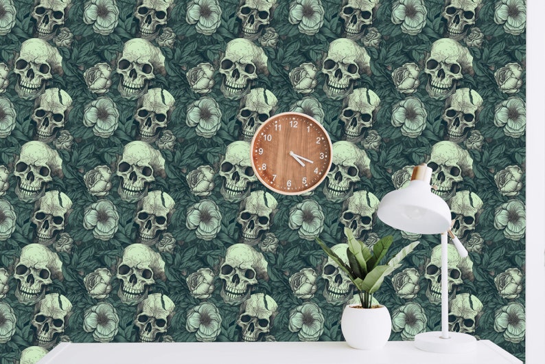 Skull & Roses Seamless Pattern Bundle: Fabric Printing, Digital Paper ...
