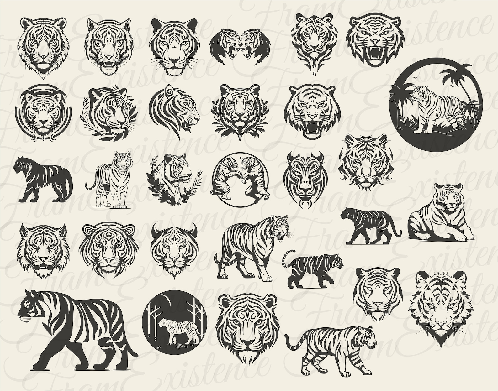 Tiger SVG Bundle, Svg Files for Cricut, Tiger SVG, Tiger Head Svg, Tiger Cut File, Tiger Clipart ...
