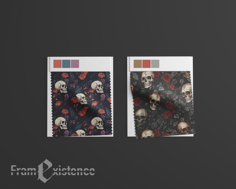 Skull & Roses Seamless Pattern Bundle: Fabric Printing, Digital Paper ...