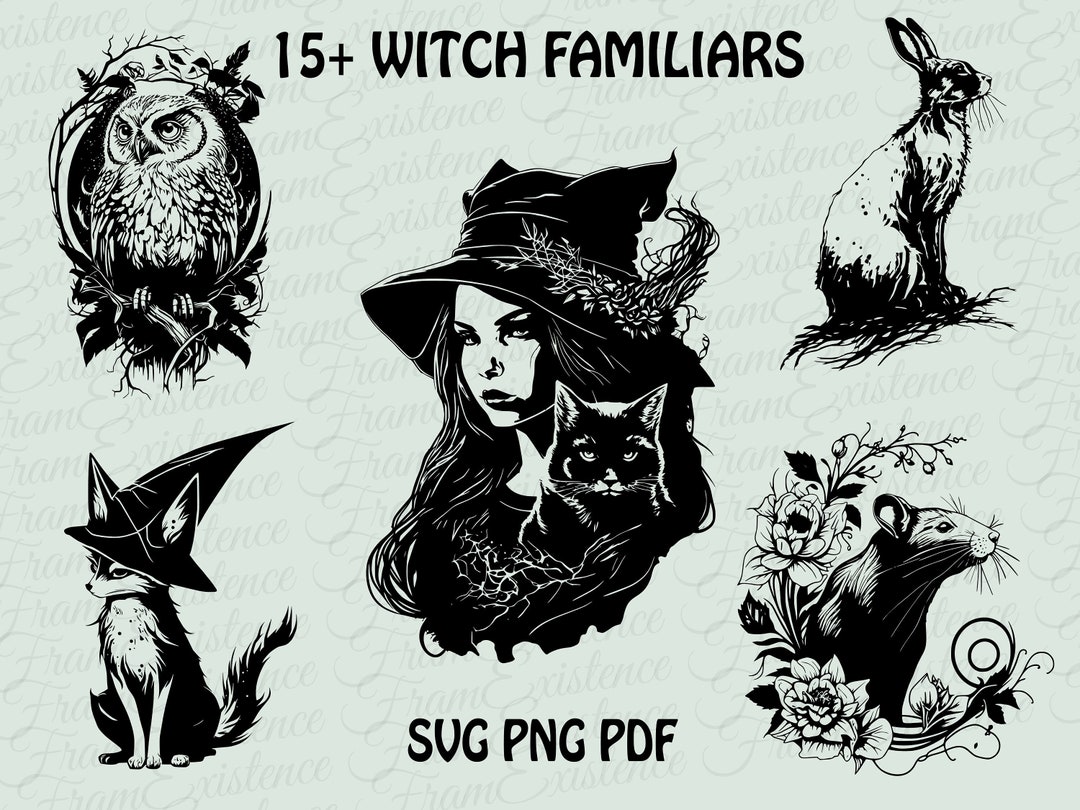 Witch Familiars SVG Bundle, Witch Svg, Cat Svg, Magic Svg, Mystical Svg, Witchcraft Svg,pagan ...