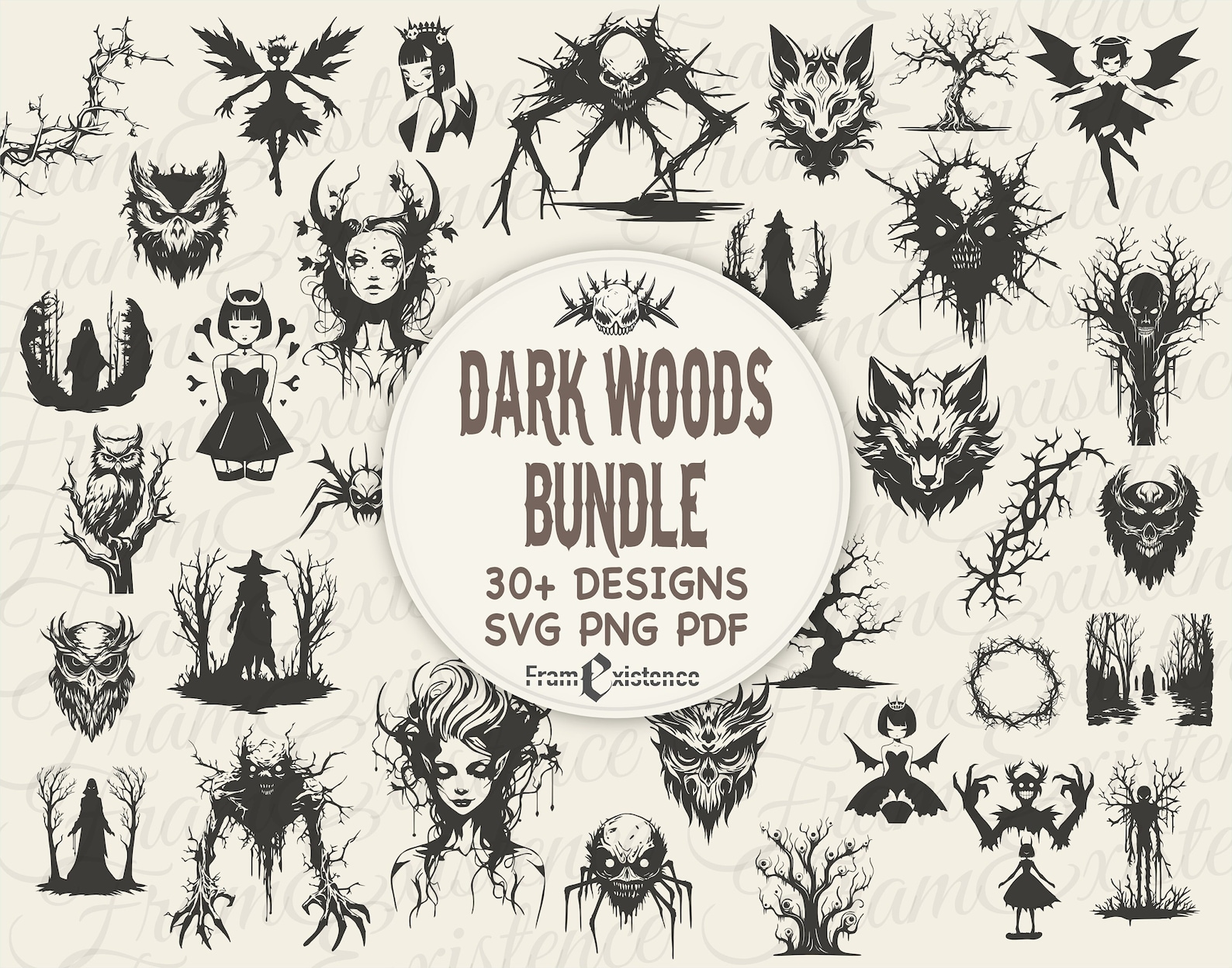 Dark Woods Svg Bundle, Spooky Season Svg, Horror Svg, Forest Svg ...