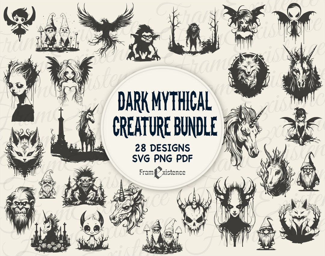 Dark Mythical Creature SVG Bundle: Gothic Horror Designs (digital ...