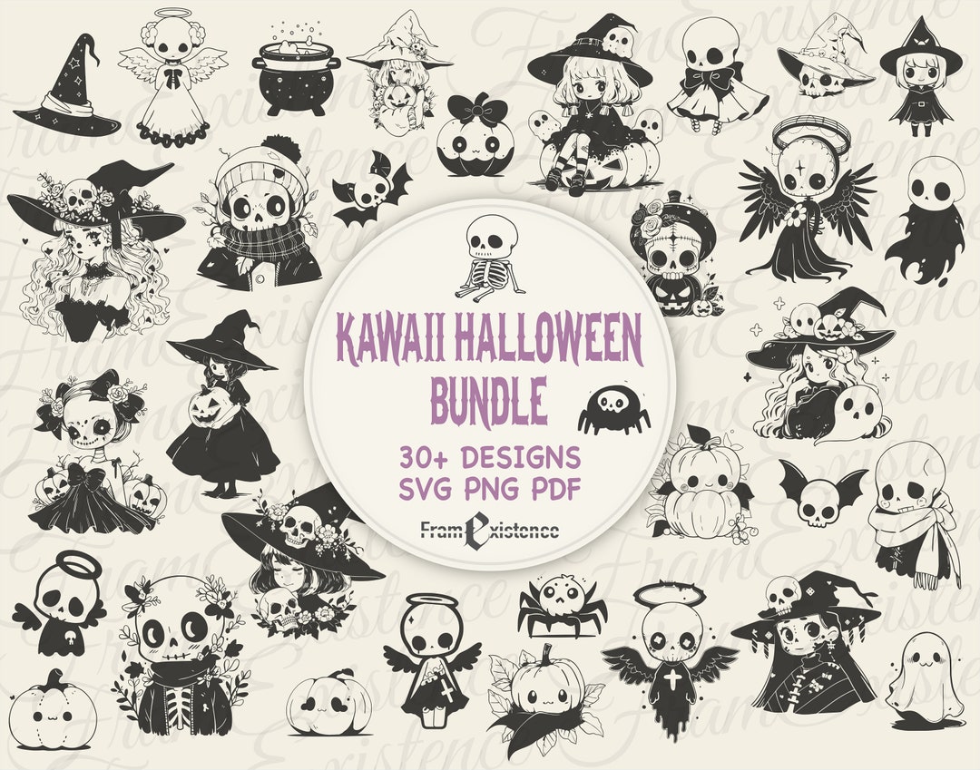 Kawaii Halloween Svg Bundle, Autumn Svg, Witch Svg, Cat Svg, Ghost Svg ...