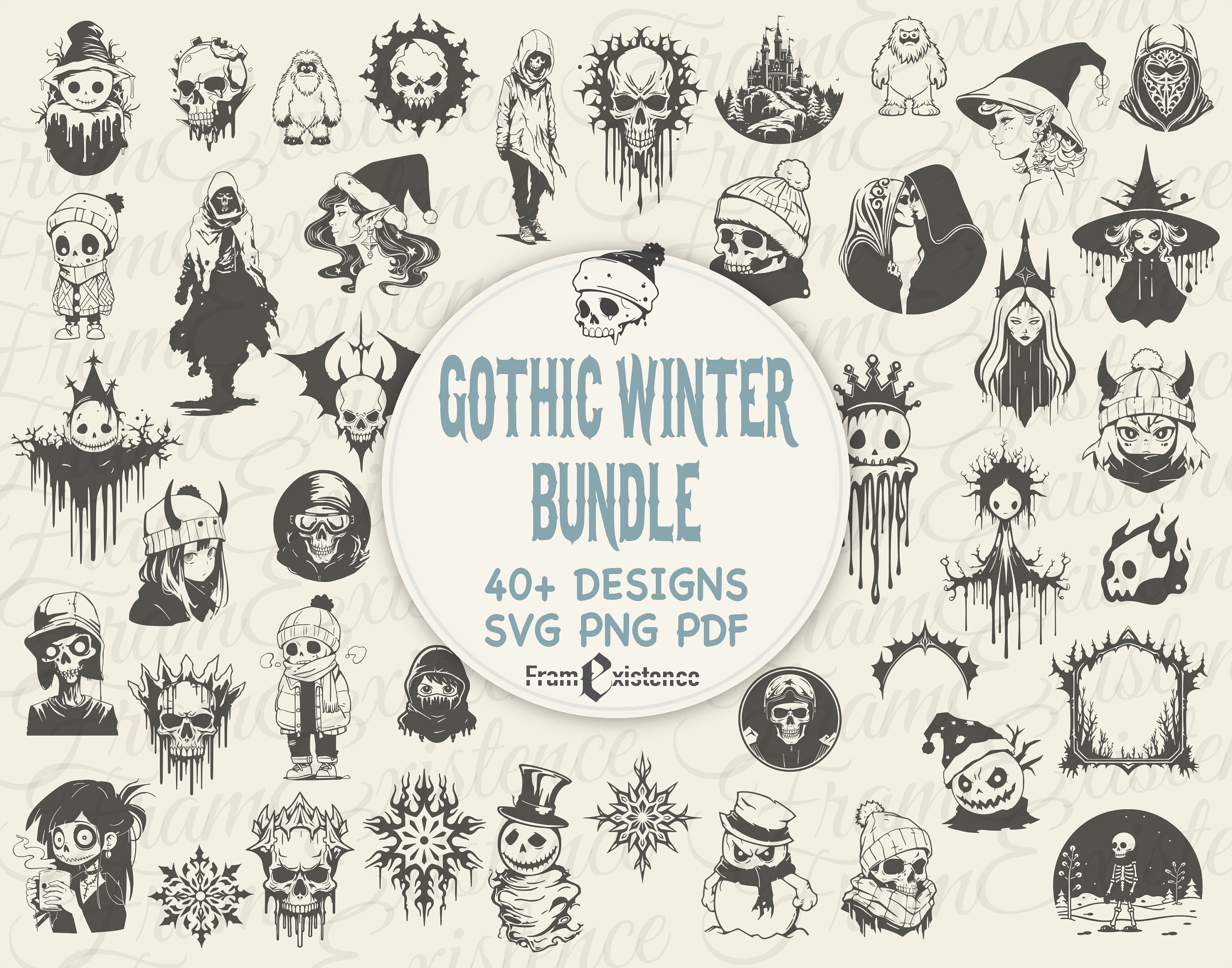 Gothic Winter Svg Bundle, Winter Svg, Alternative Dark Christmas, Witch ...
