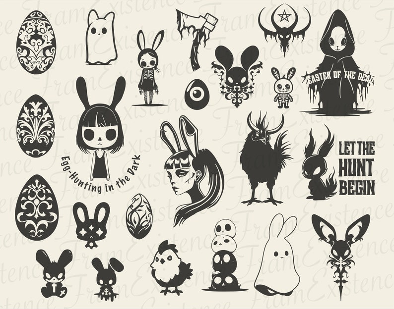 Easter of the Dead Svg Bundle, Easter Svg, Skull Bunny Svg, Creepy ...