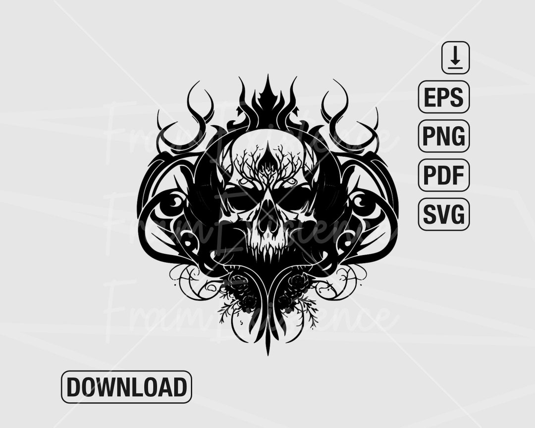 Gothic Skull SVG: Halloween Cut File, Witch Design (digital Download ...
