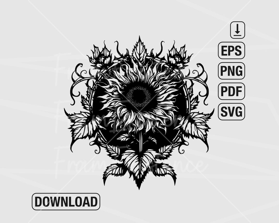 Gothic Sunflower SVG: Distressed Flower Clipart (digital Download) - Etsy