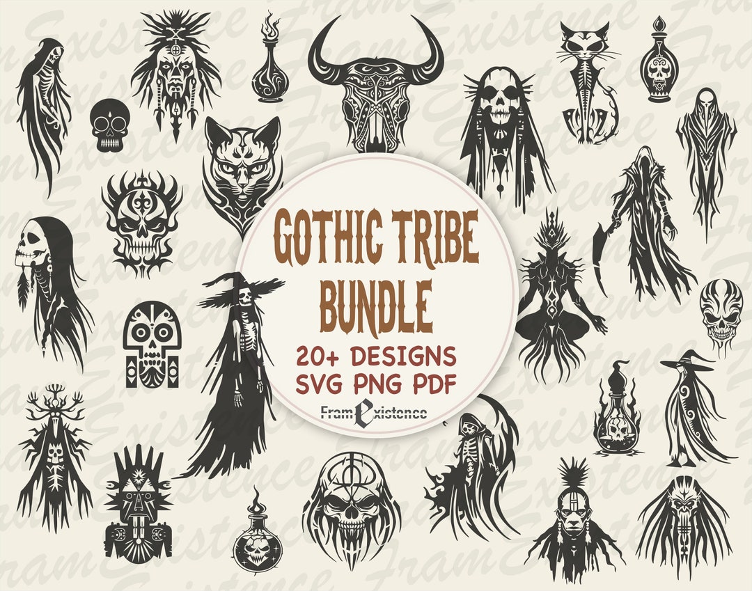 Gothic Tribe SVG Bundle: Witch, Cat, & Tribal Designs (digital Download ...