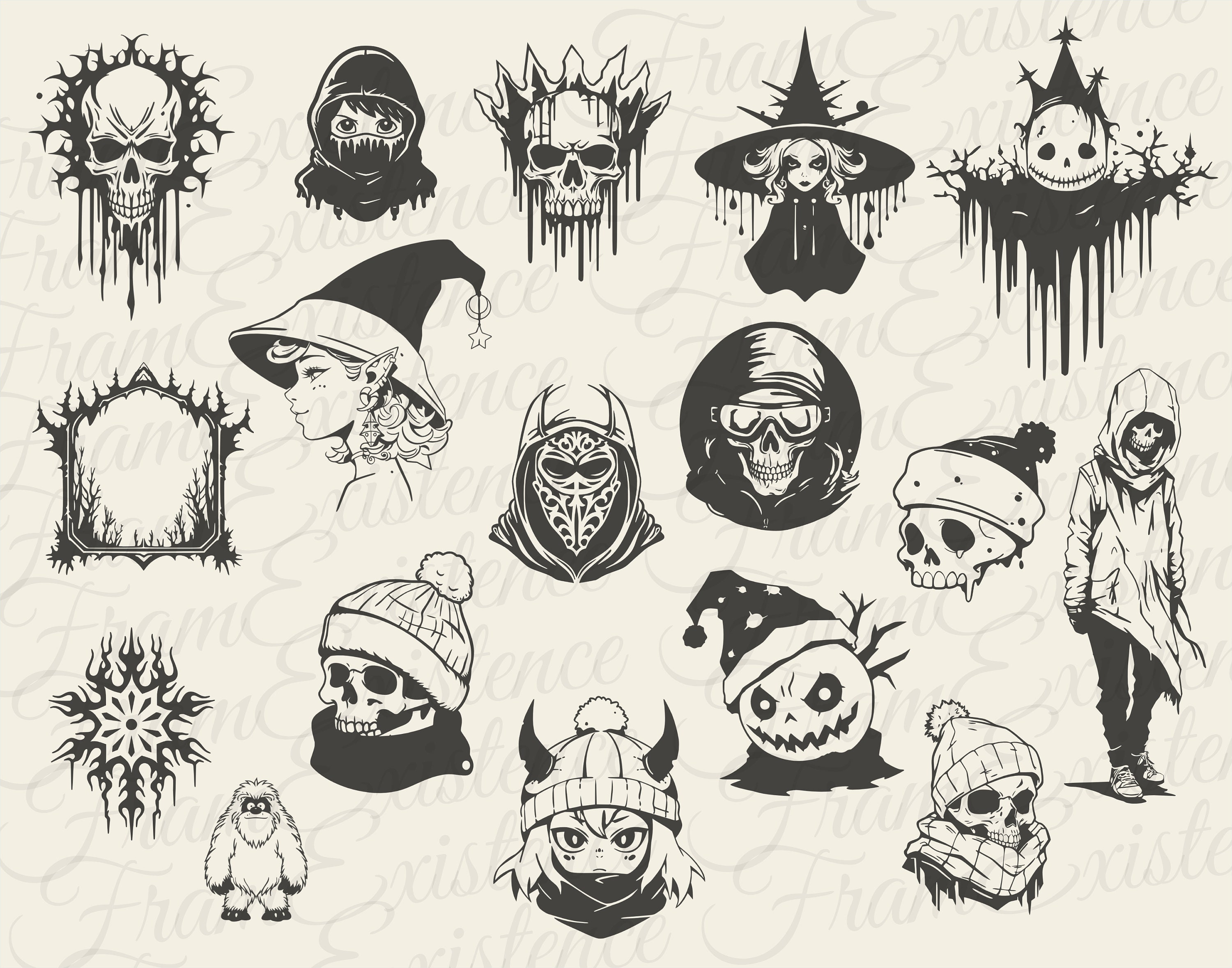 Gothic Winter Svg Bundle, Winter Svg, Alternative Dark Christmas, Witch ...