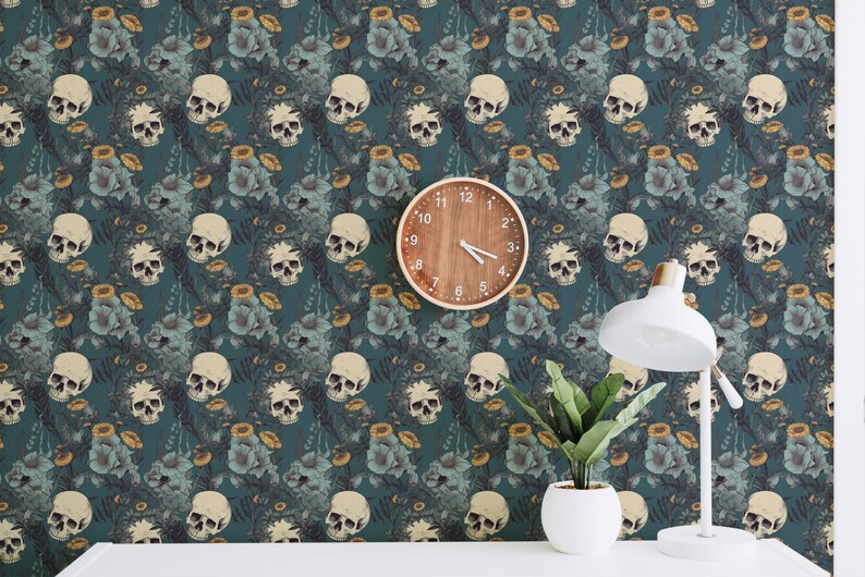 Skull & Roses Seamless Pattern Bundle: Fabric Printing, Digital Paper ...