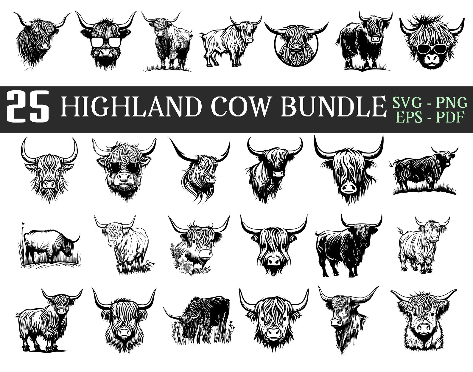 Bundle Highland Cow Svg, Bull Head Svg, Cow Head Svg, Cute Cow Svg, Cow ...