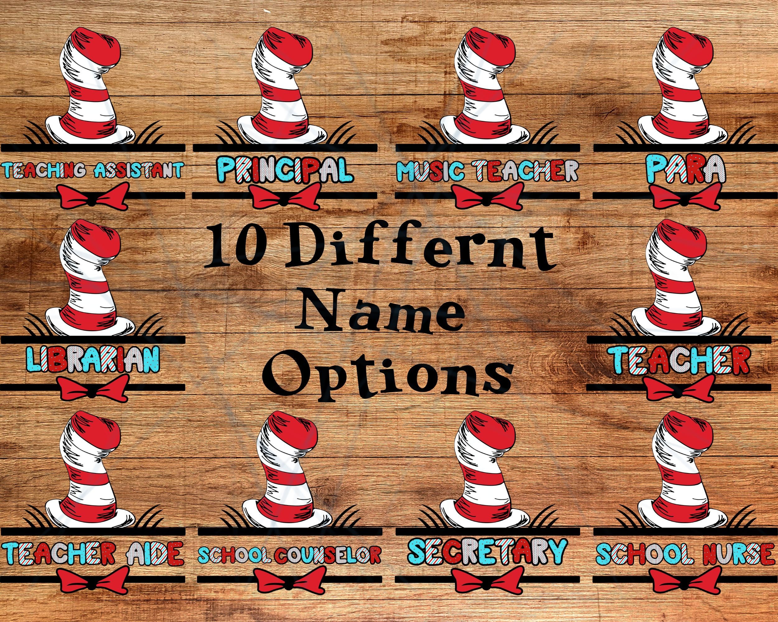 Dr Seuss School Names Cat in the Hat PNG File - Etsy