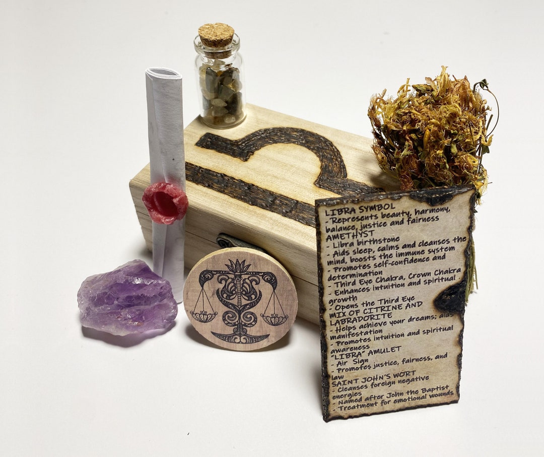 Libra Zodiac Box, Crystal Box, Witch Kit, Spiritual Libra Set, Amethyst ...