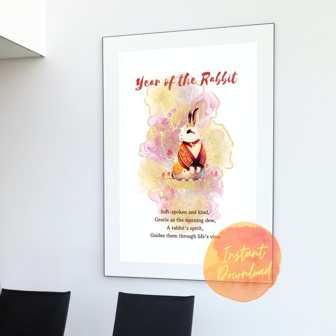 Lucky Red Rabbit Art, Zodiac Guidance, Year of the Rabbit 2023, Rabbit ...
