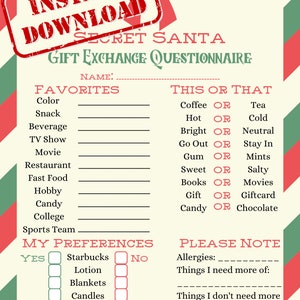 Secret Santa Gift Exchange Bundle, Printable Secret Santa, Office Gift ...