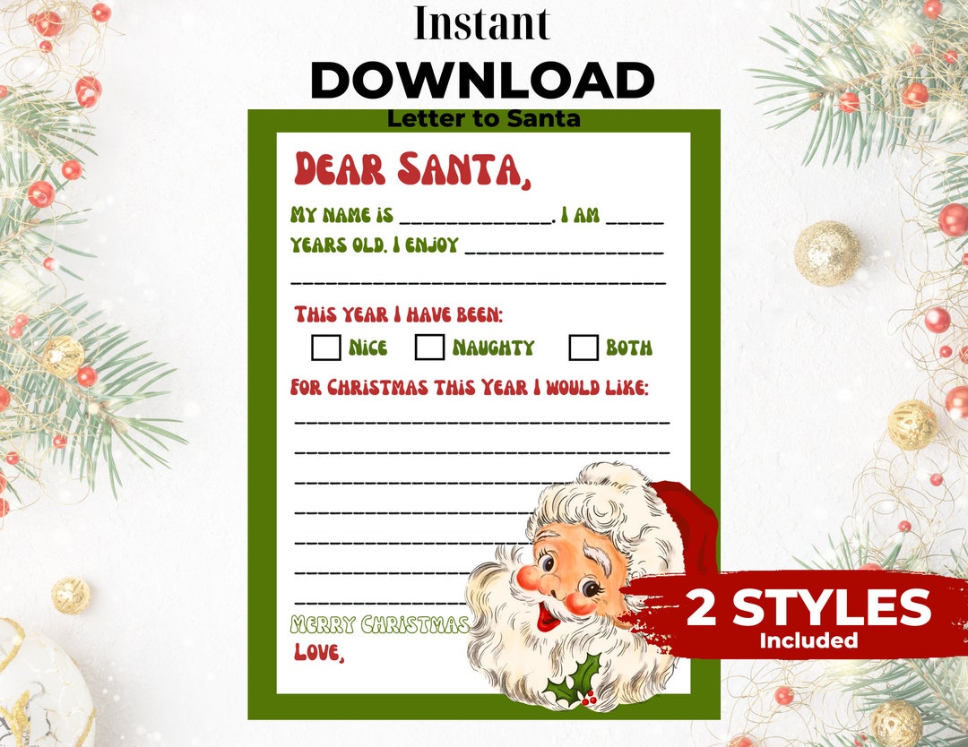 Retro Letter to Santa Printable, Pink Christmas, Vintage Christmas ...