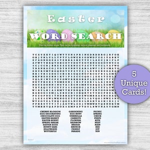 Easter Word Search (ADVANCED) - Printable Digital Download - 5 Unique ...