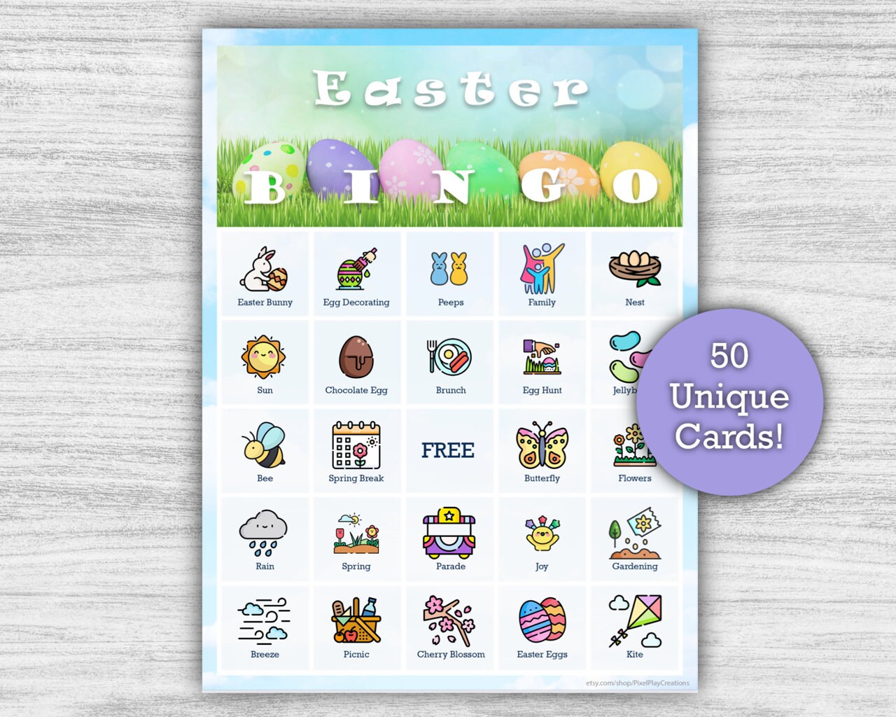 Easter Bingo - Printable Digital Download - 50 Unique Bingo Cards ...