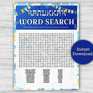 Hanukkah Word Search (ADVANCED) - Printable Download - 5 Unique Word ...