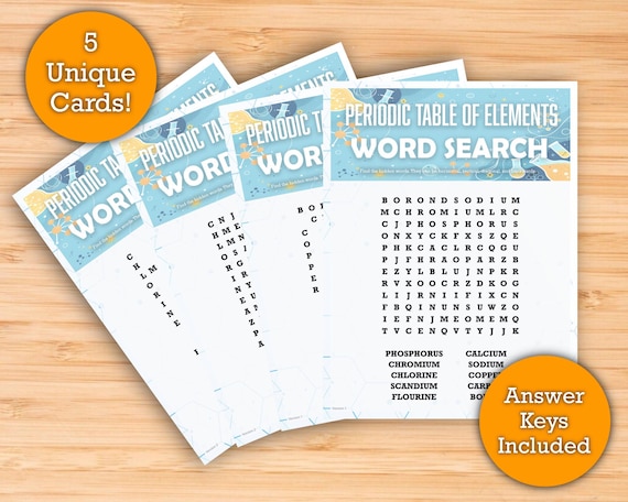 Periodic Table Of Elements Printable Printable Word Searches