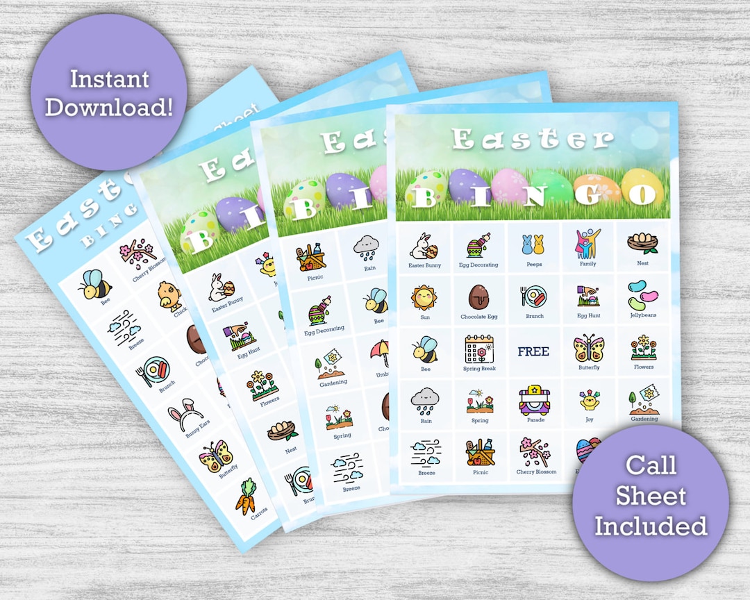 Easter Bingo - Printable Digital Download - 50 Unique Bingo Cards ...