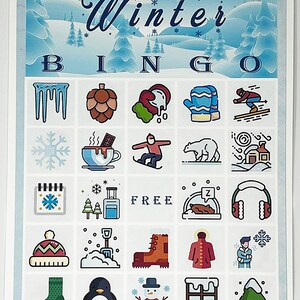 Winter Party Bingo Game - Printable Digital Download - 50 Bingo Card ...