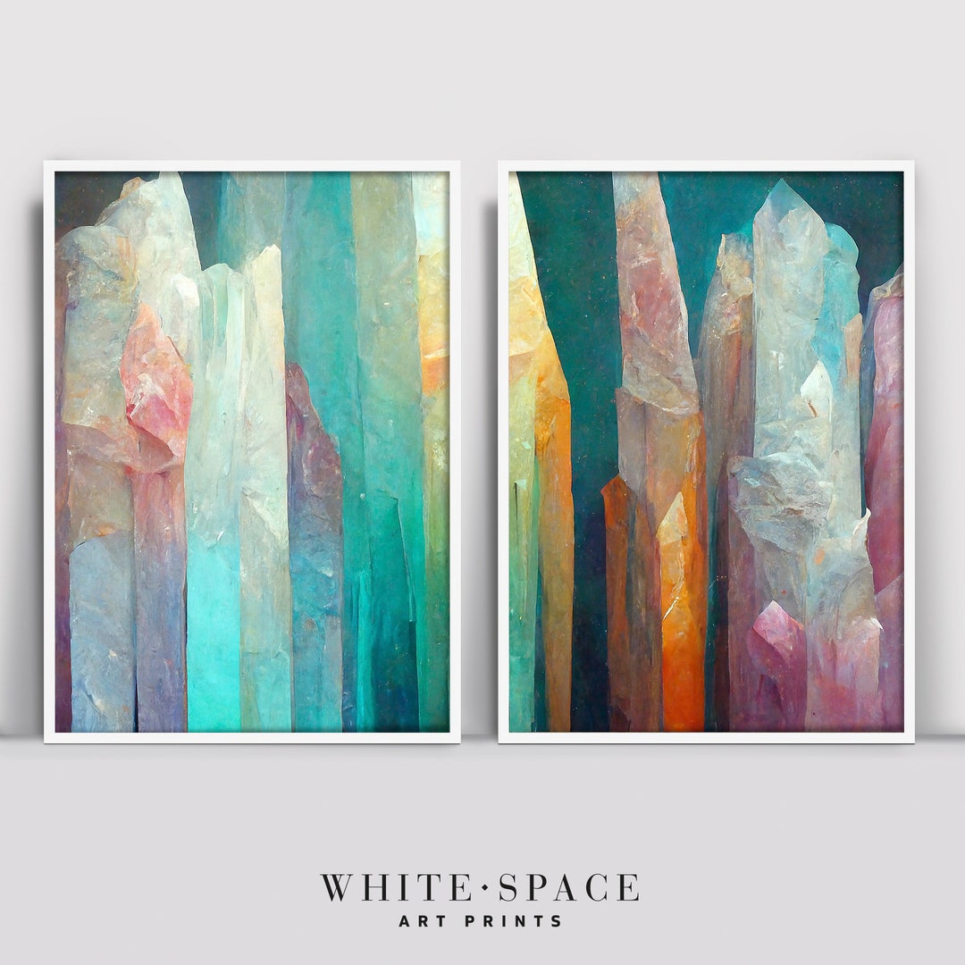 2 Piece Crystal Wall Art, Gallery Wall Set, Crystal Poster, Large Wall ...